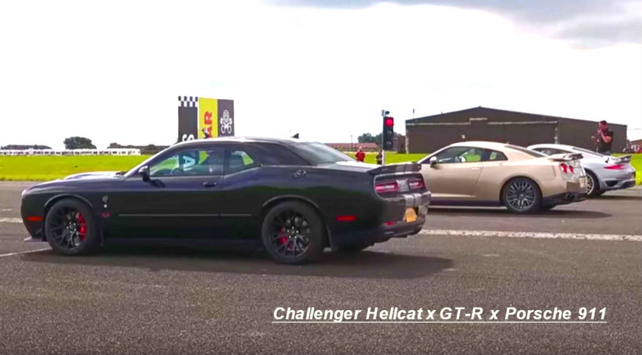 EUA x Japão x Europa: Challenger Hellcat, Nissan GT-R e Porsche 911 ...